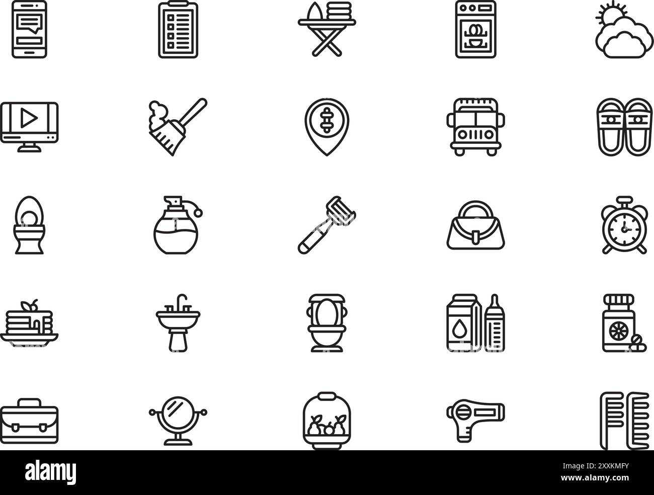 Morning routine icons collection is a vector illustration with editable ...