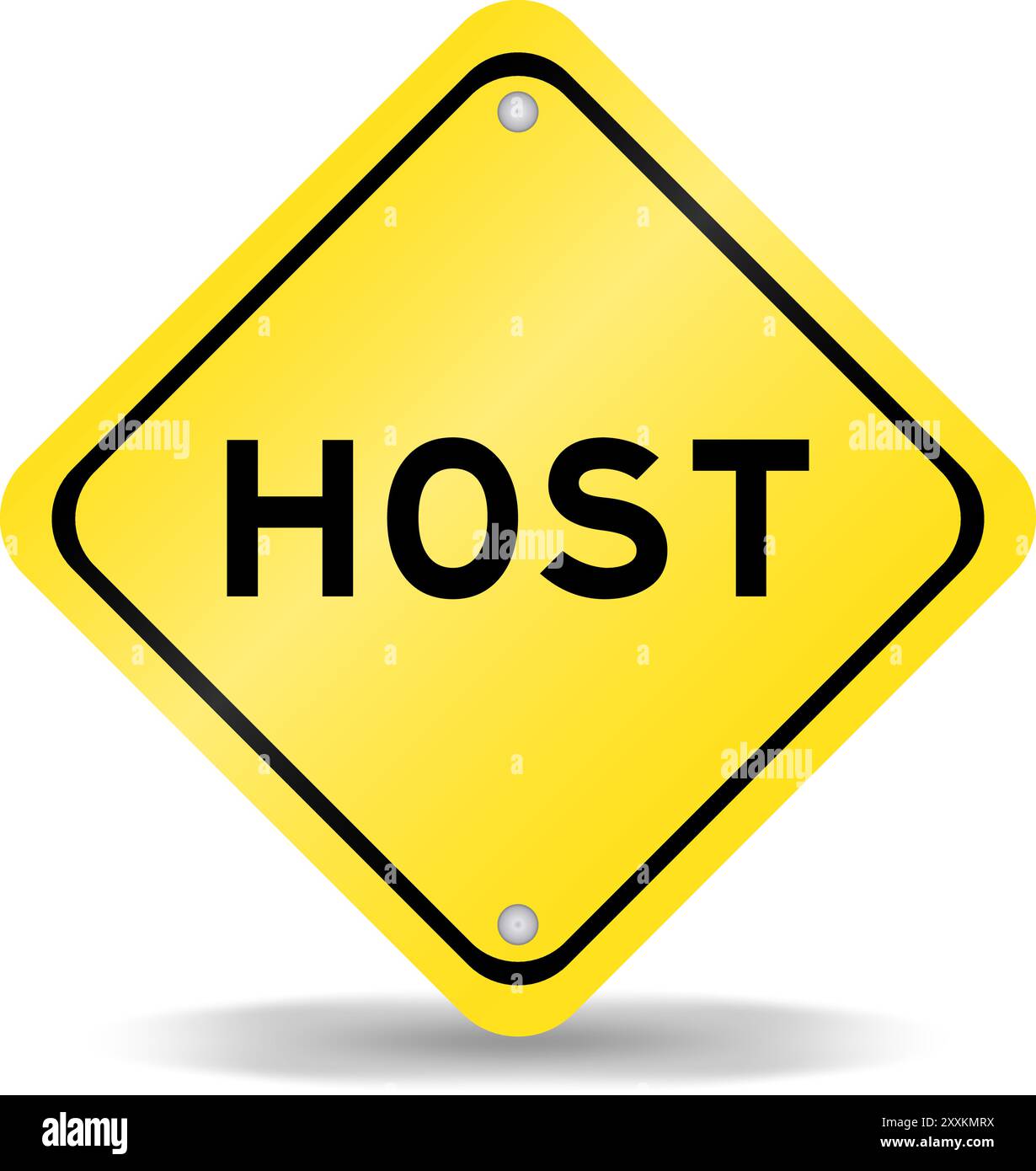Yellow color transportation sign with word host on white background ...