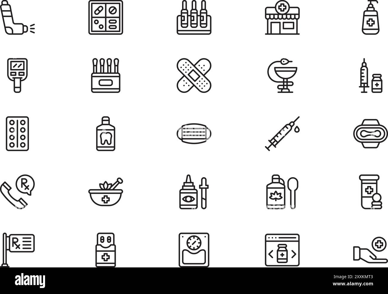 Pharmacy icons collection is a vector illustration with editable stroke ...