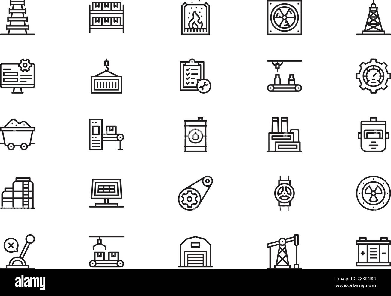 Industrial process icons collection is a vector illustration with ...