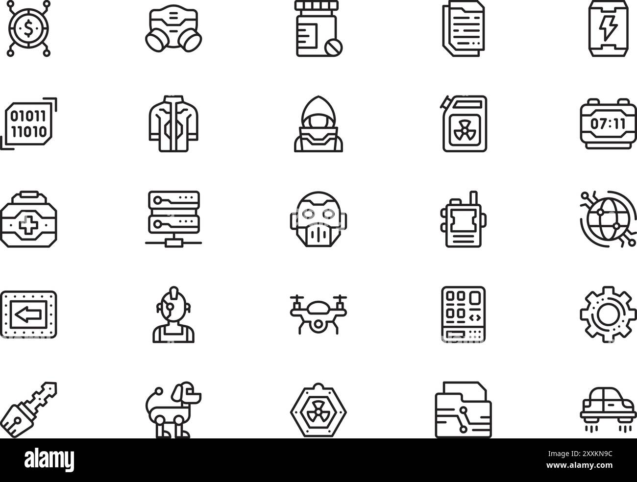 Cyberpunk icons collection is a vector illustration with editable ...