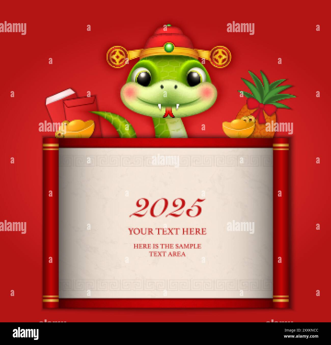 Chinese new year of cute cartoon snake scroll reel template and ...