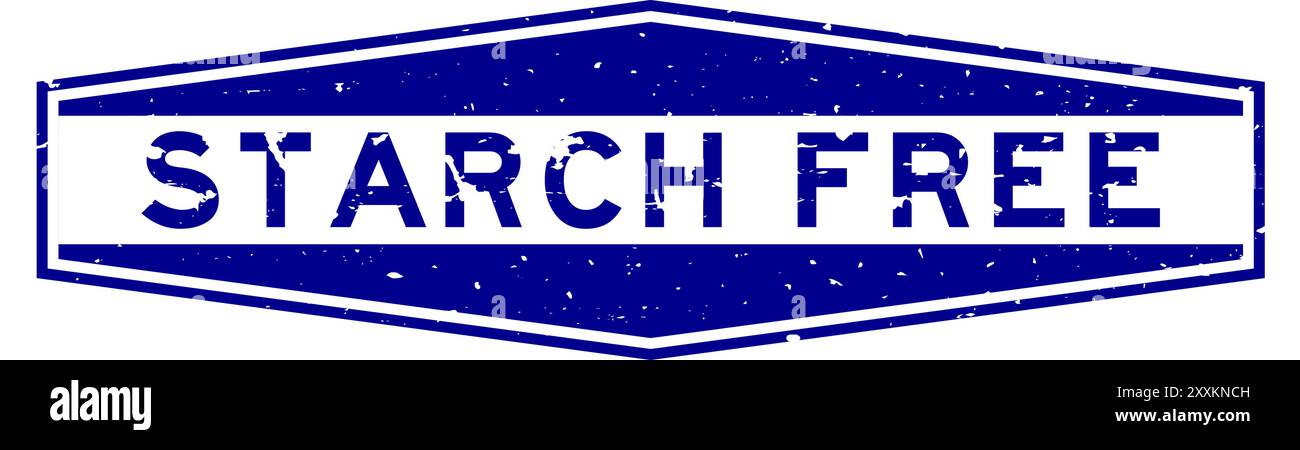 Grunge blue starch free word hexagon rubber seal stamp on white ...