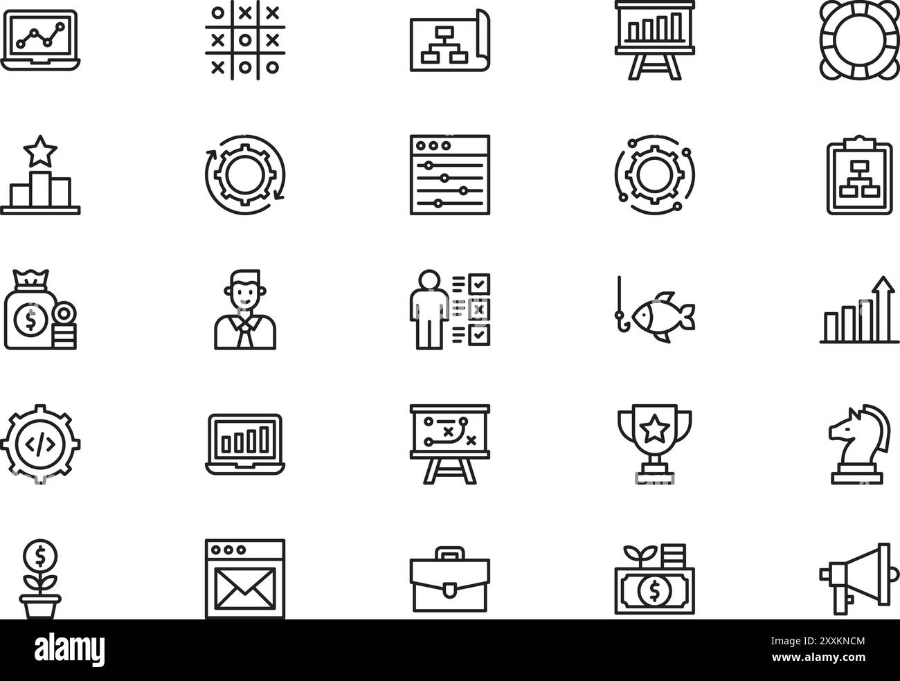 Strategy icons collection is a vector illustration with editable stroke ...