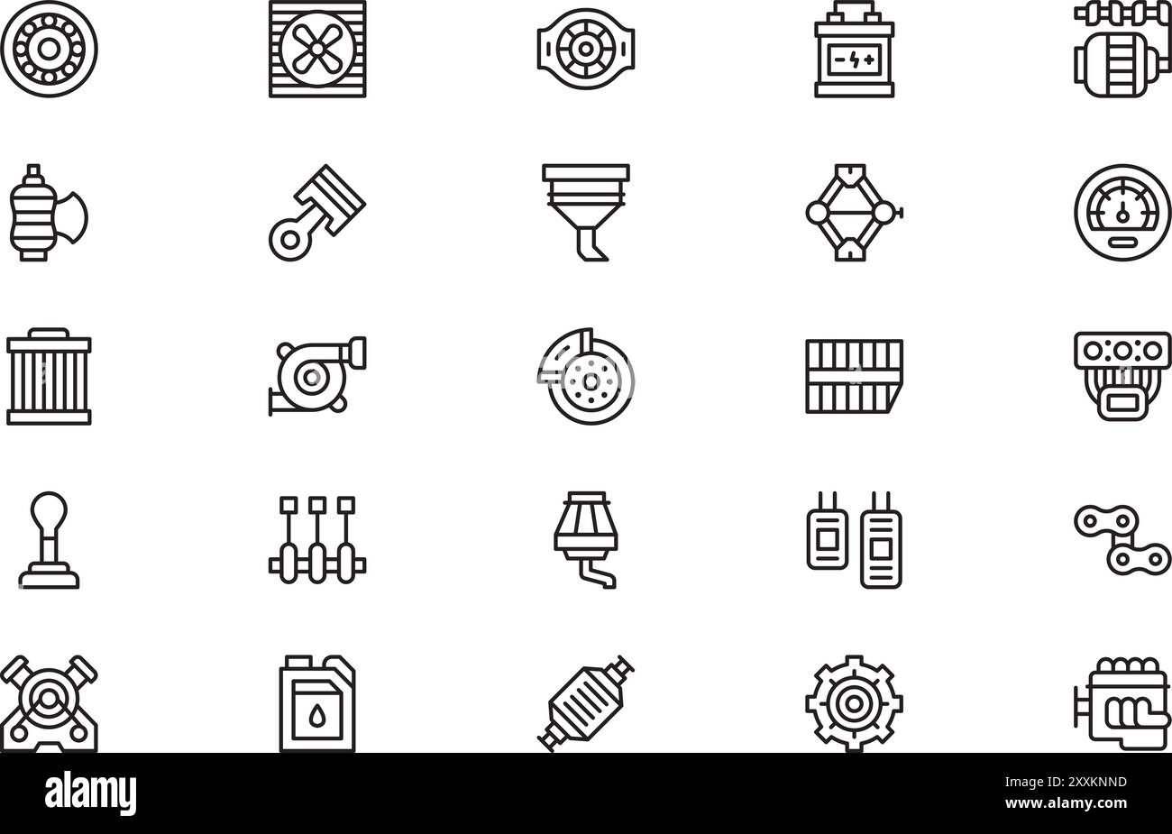 Car engine icons collection is a vector illustration with editable ...