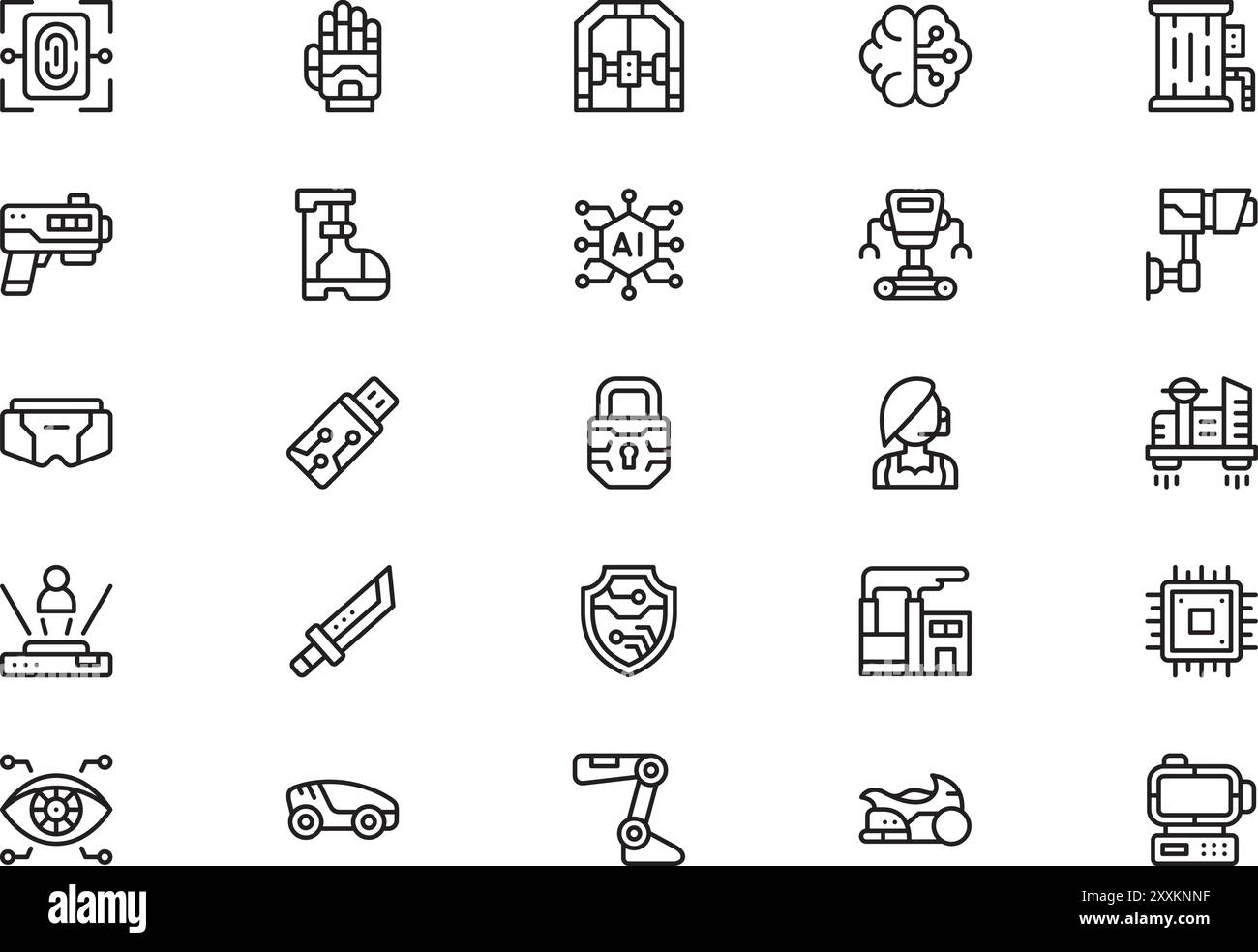 Cyberpunk icons collection is a vector illustration with editable ...