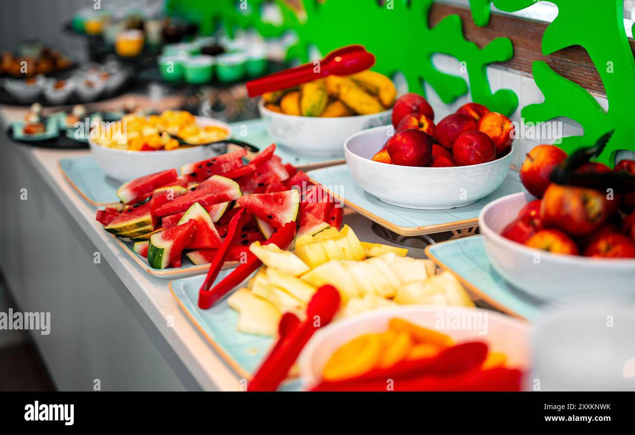 Fruit plates. All inclusive food concept Stock Photo - Alamy