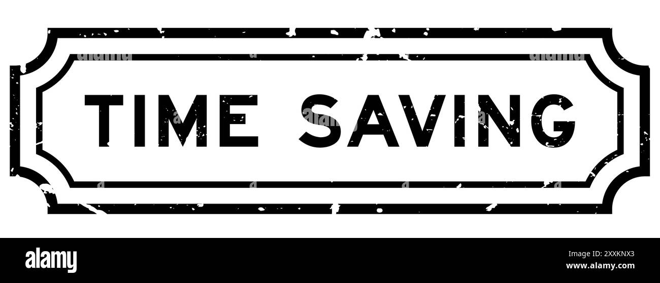Grunge black time saving word rubber seal stamp on white background ...
