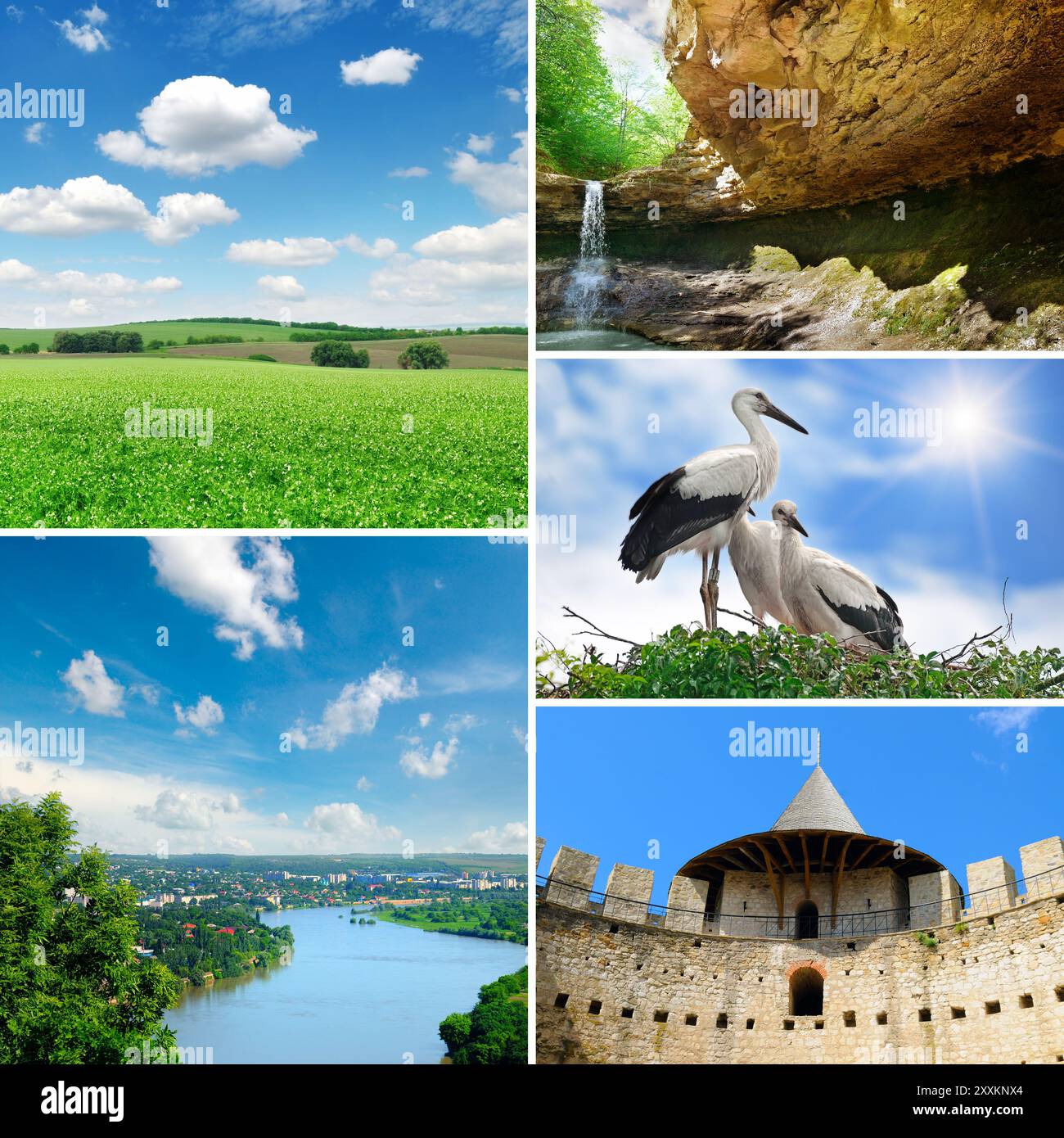 Traveling through the picturesque places of the Moldova. Photo collage ...
