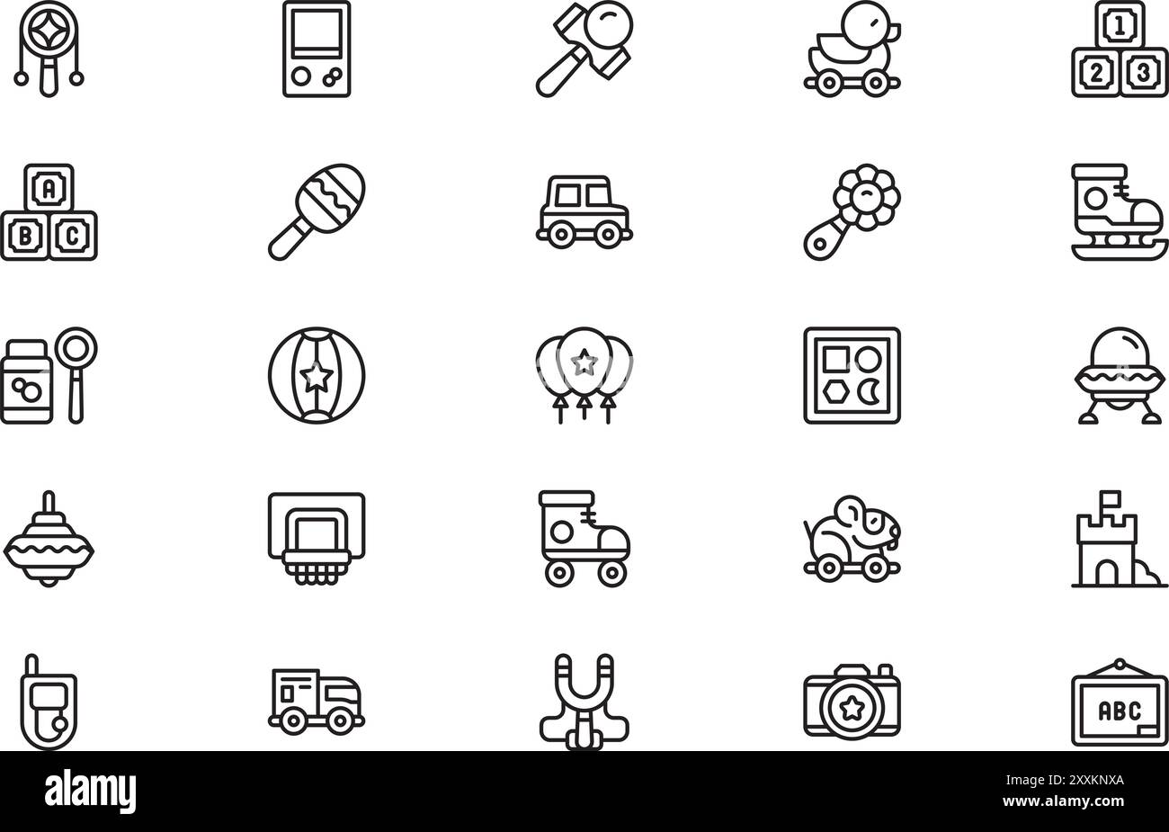 Children toys icons collection is a vector illustration with editable stroke Stock Vector Image ...