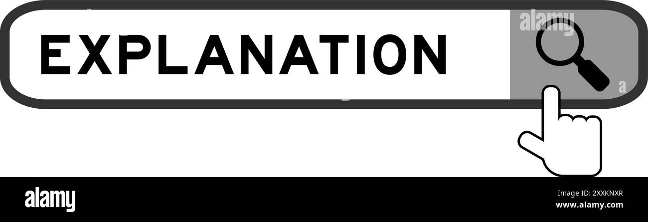 Search banner in word explanation with hand over magnifier icon on ...