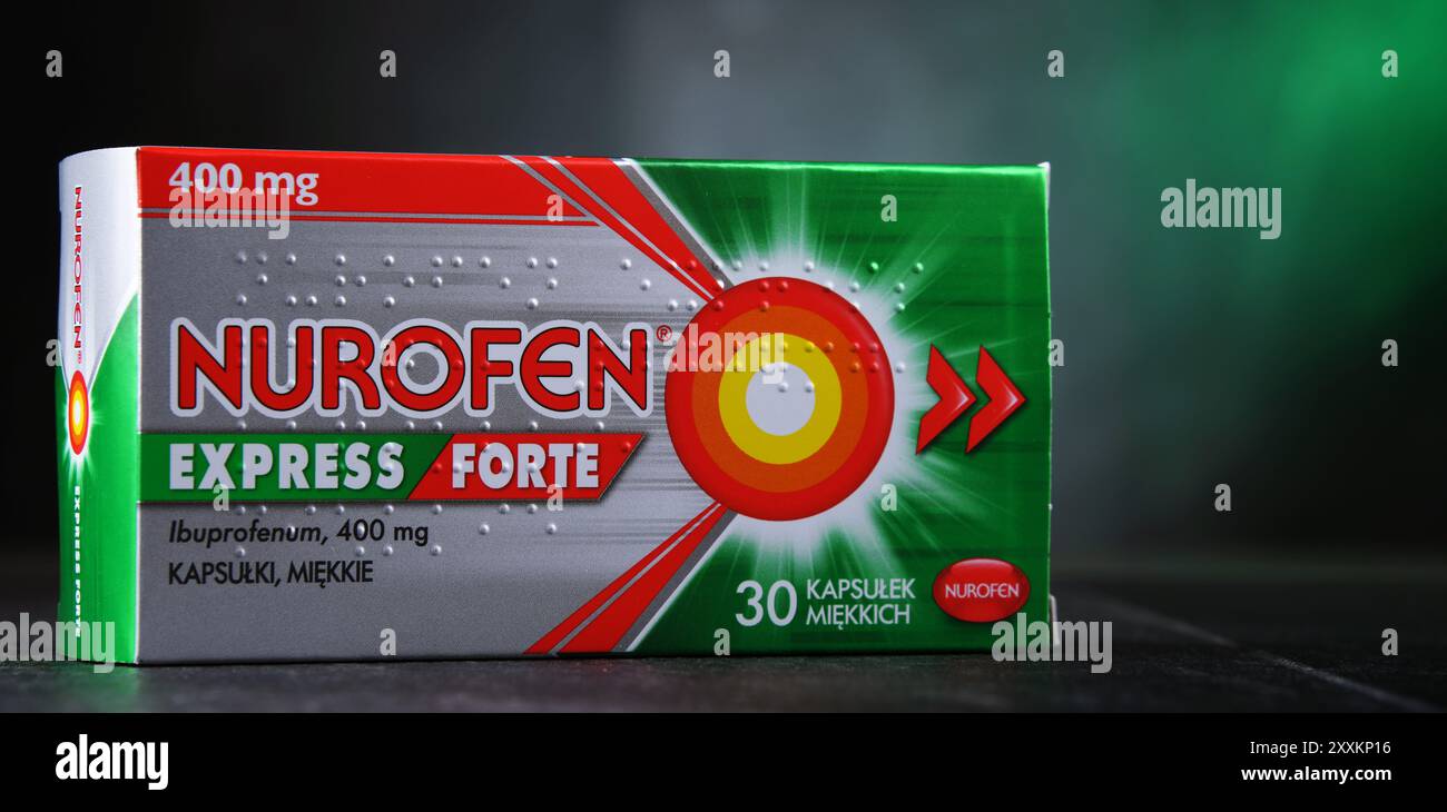 POZNAN, POL - DEC 14, 2022: Package of Nurofen, a brand name range of ...