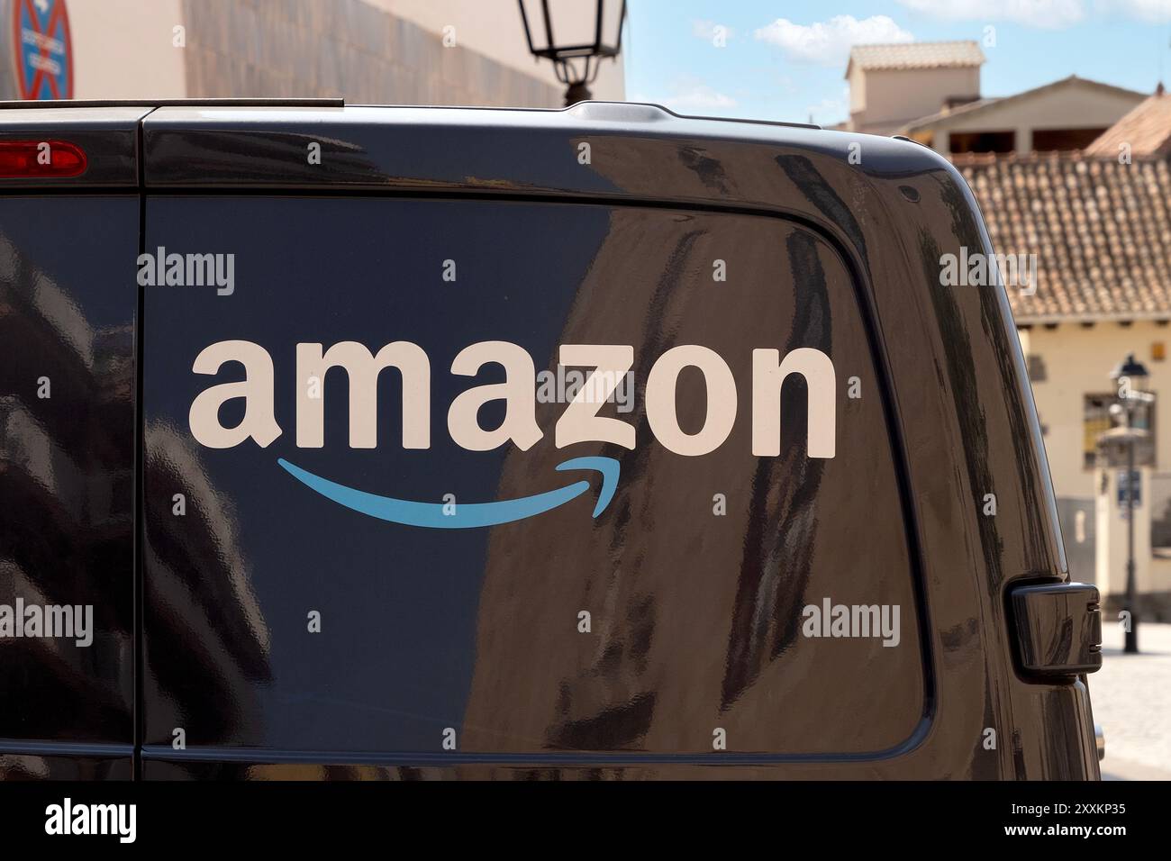 Barcelona, 22th Aug, 2024: Rear end of an Amazon Prime delivery van in ...