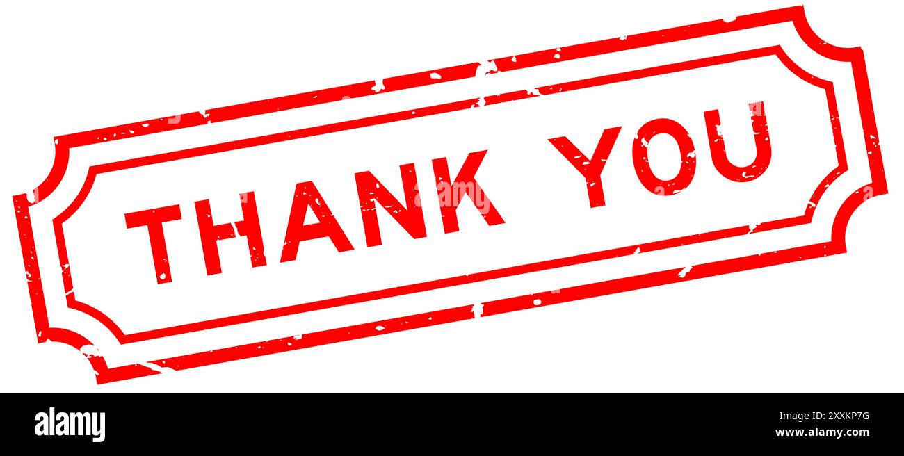 Grunge red thank you word rubber seal stamp on white background Stock ...