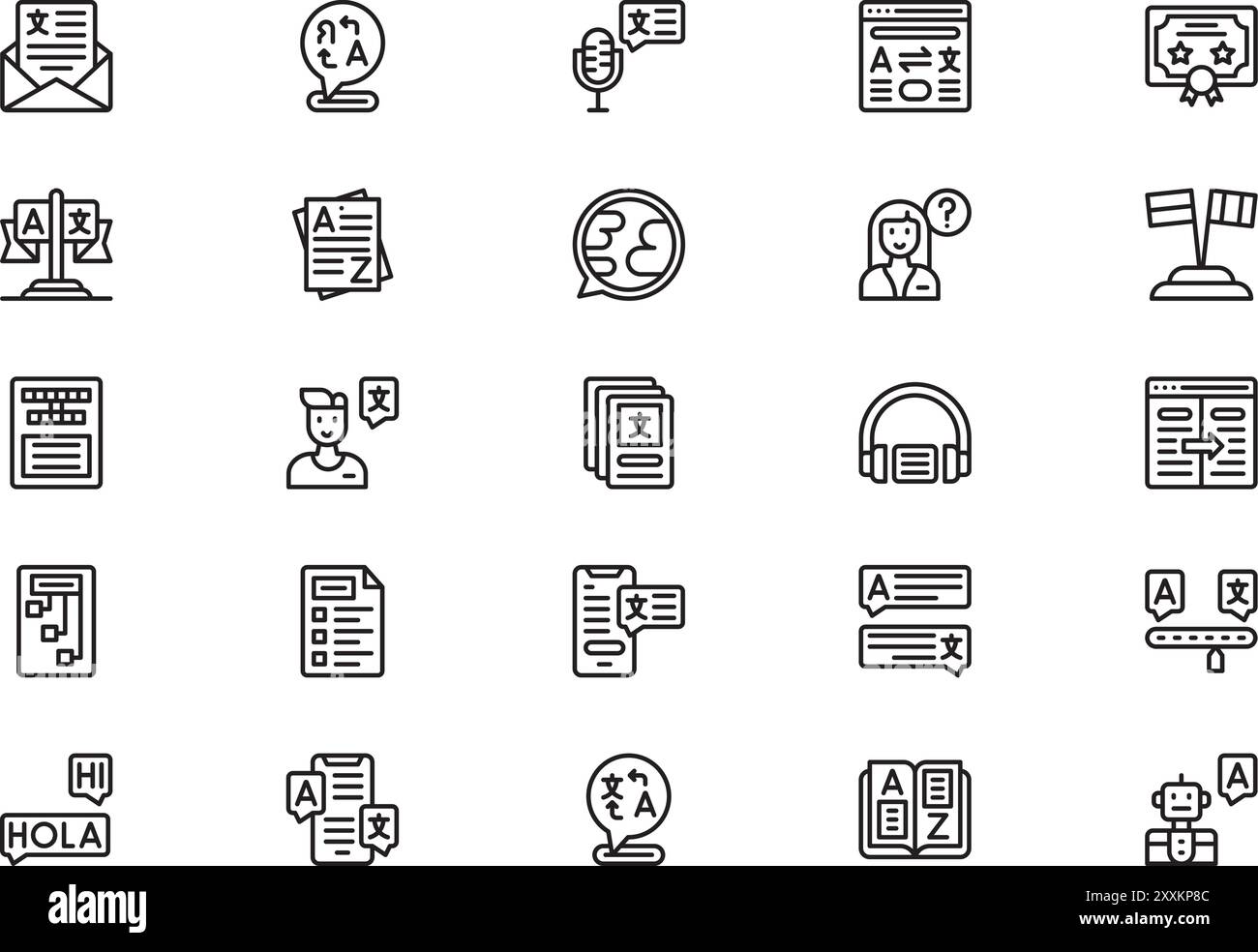 Linguistics icons collection is a vector illustration with editable ...