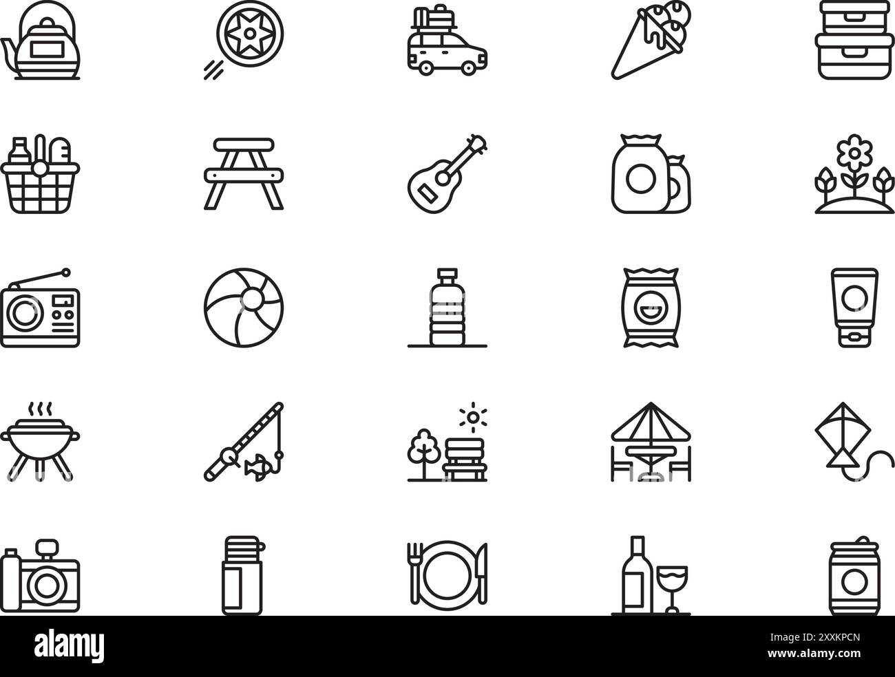 Picnic icons collection is a vector illustration with editable stroke ...