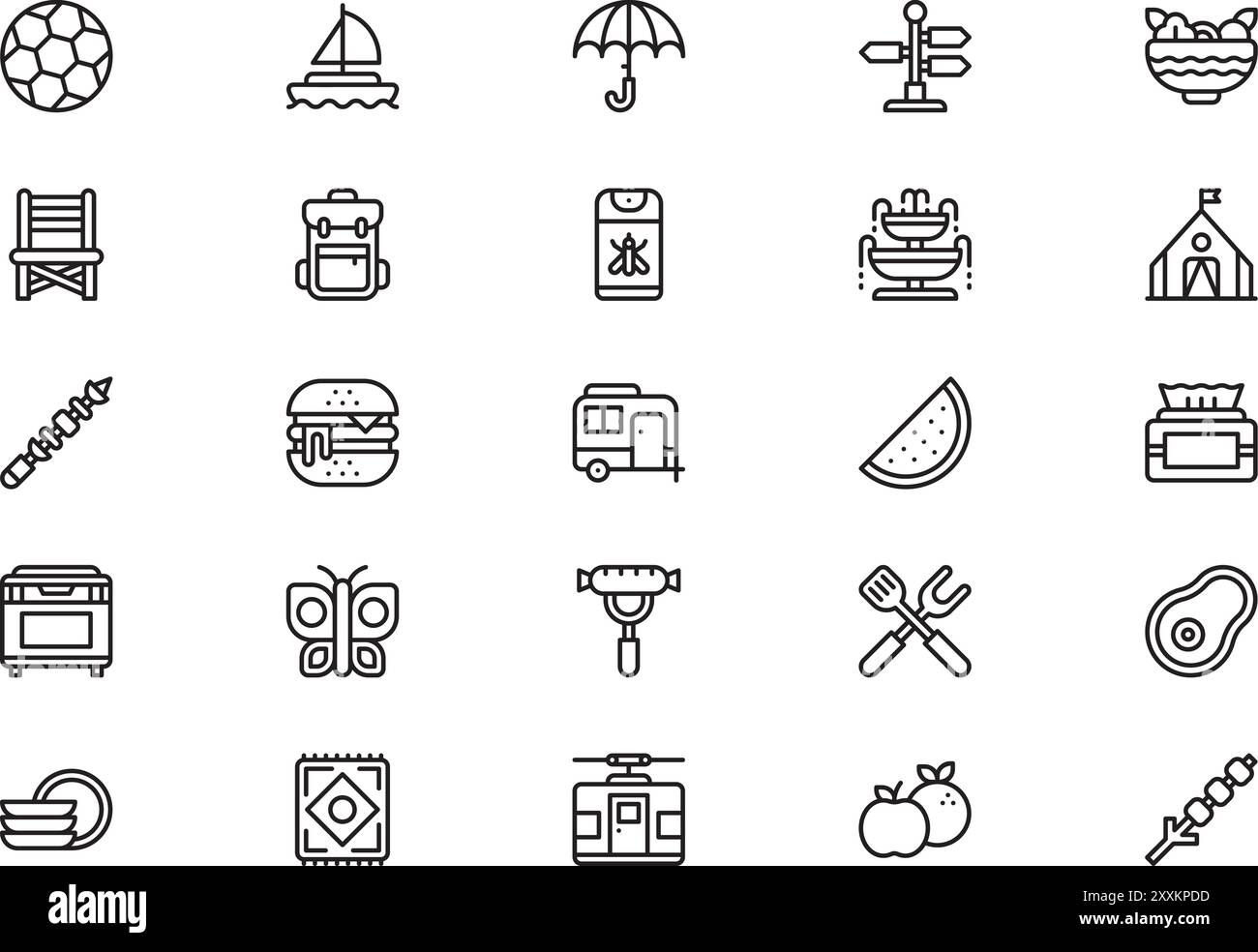 Picnic icons collection is a vector illustration with editable stroke ...