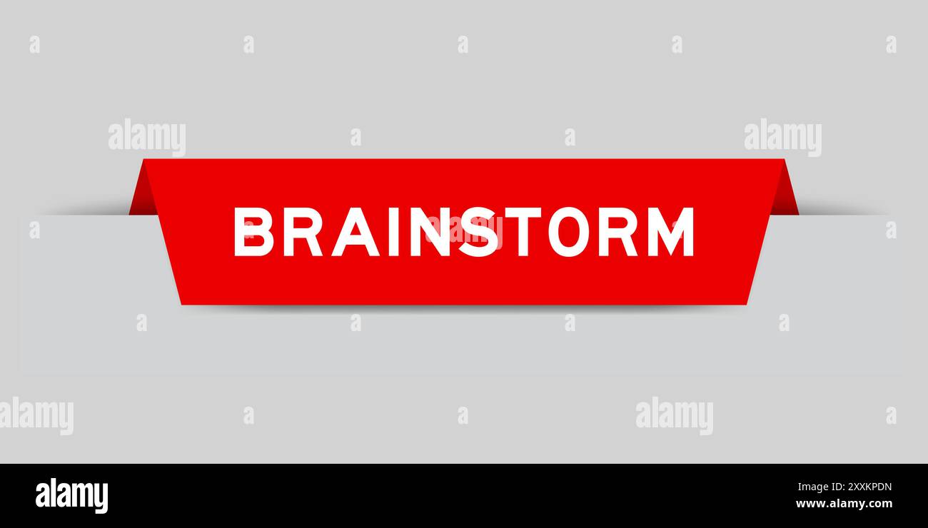Red color inserted label with word brainstorm on gray background Stock ...