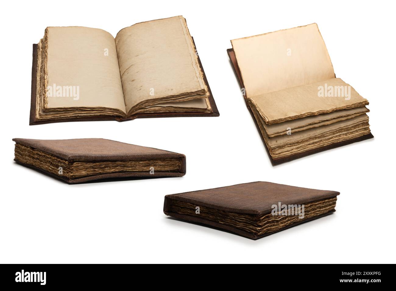 An open empty old notebook isolated on a white background. Copy space ...
