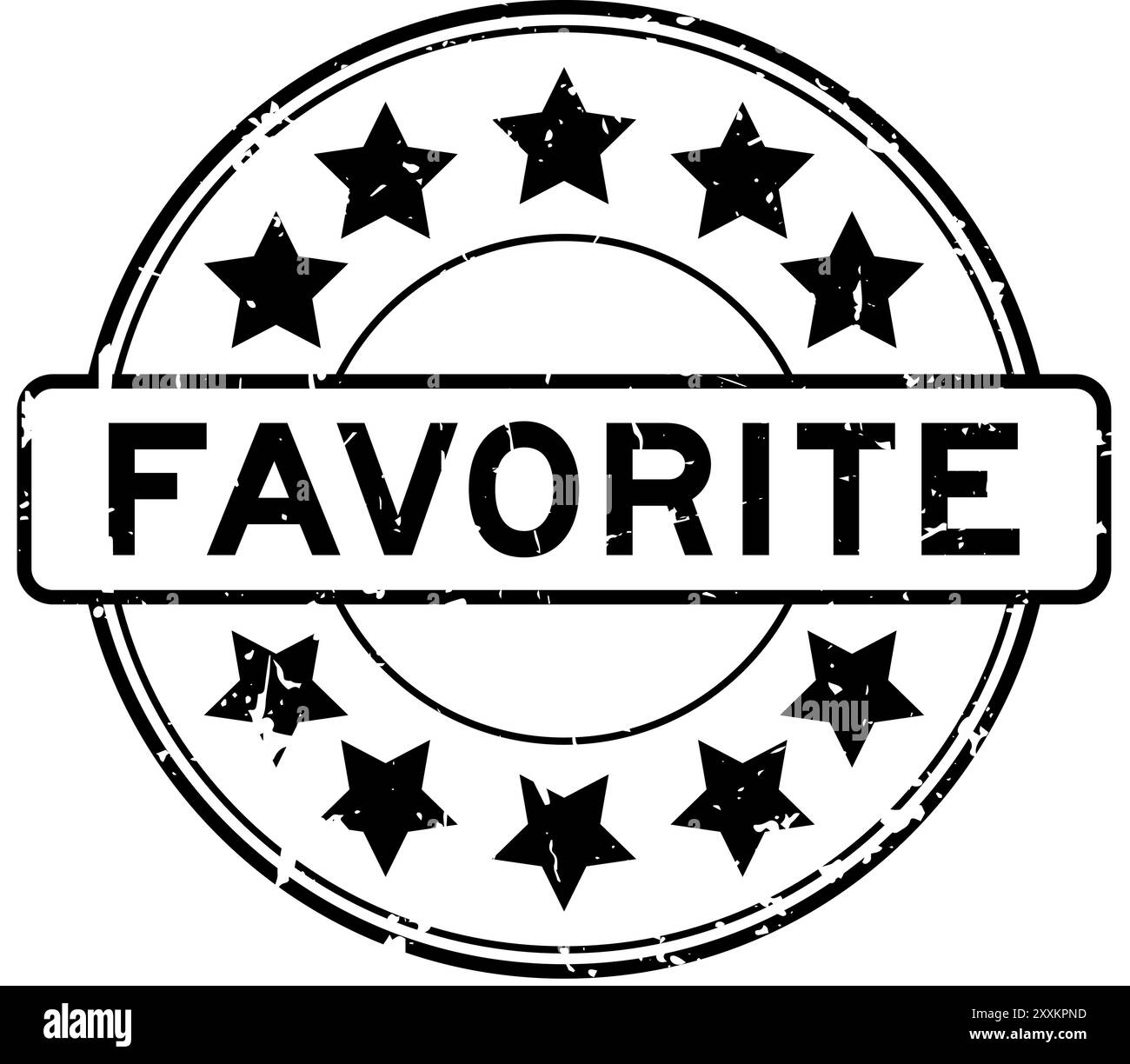 Grunge black favorite word with star icon round rubber seal stamp on ...
