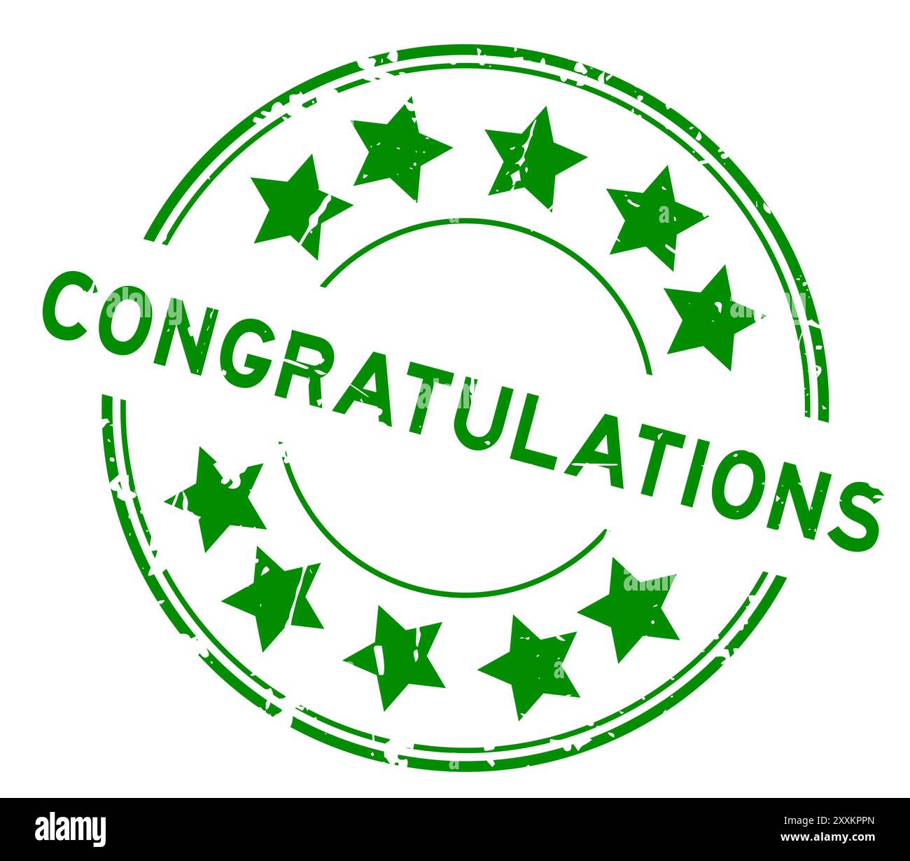 Grunge green congratulations word round rubber seal stamp on white ...