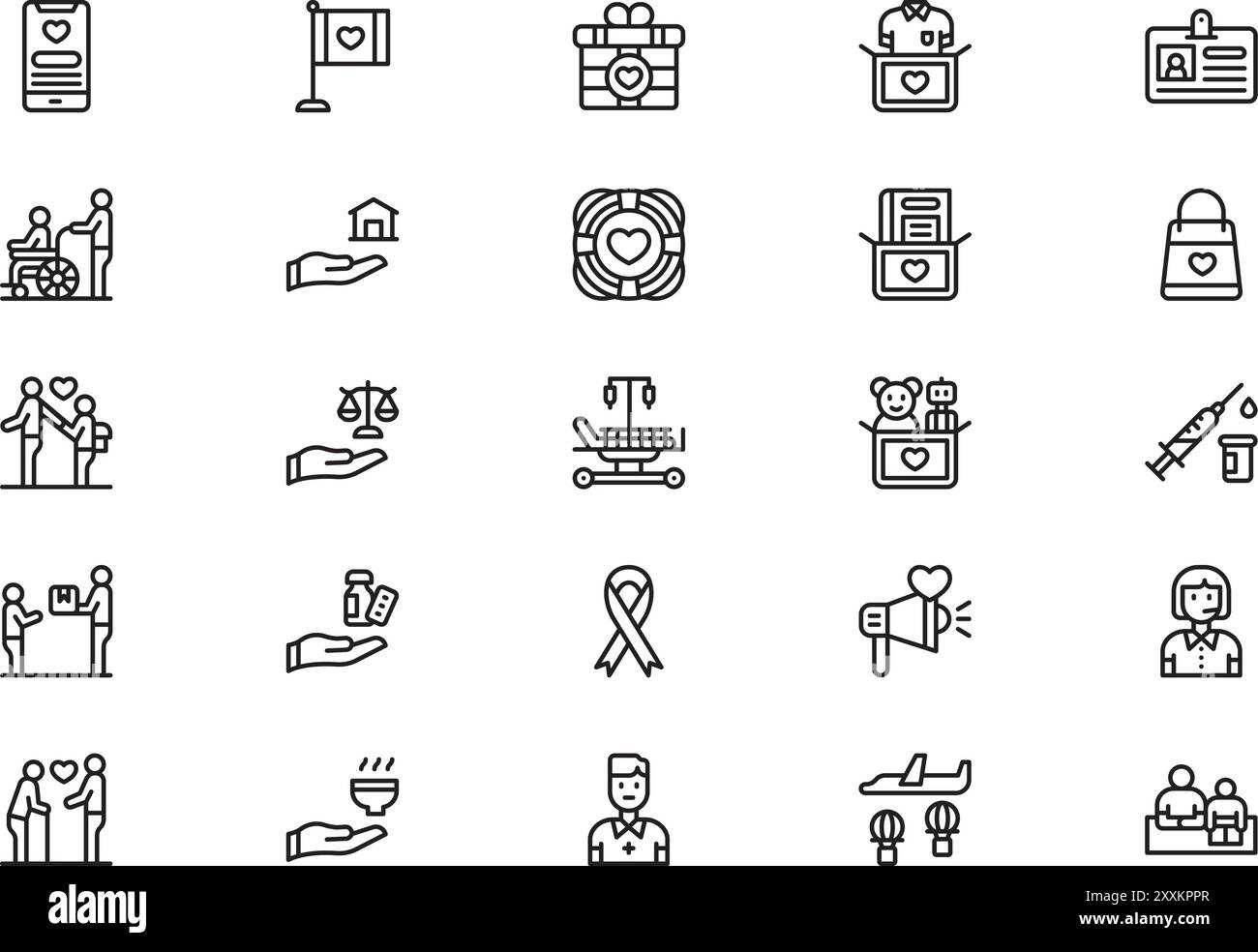 Humanitarian help icons collection is a vector illustration with ...