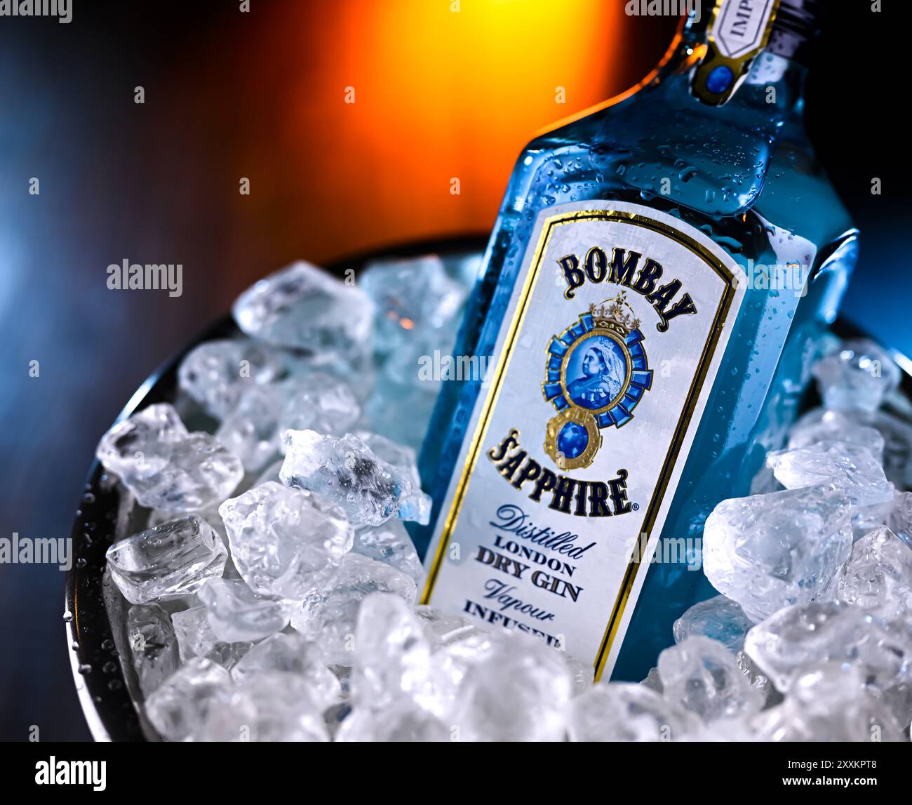 POZNAN, POL - APR 12, 2024: Bottle of Bombay Sapphire, a brand of gin ...