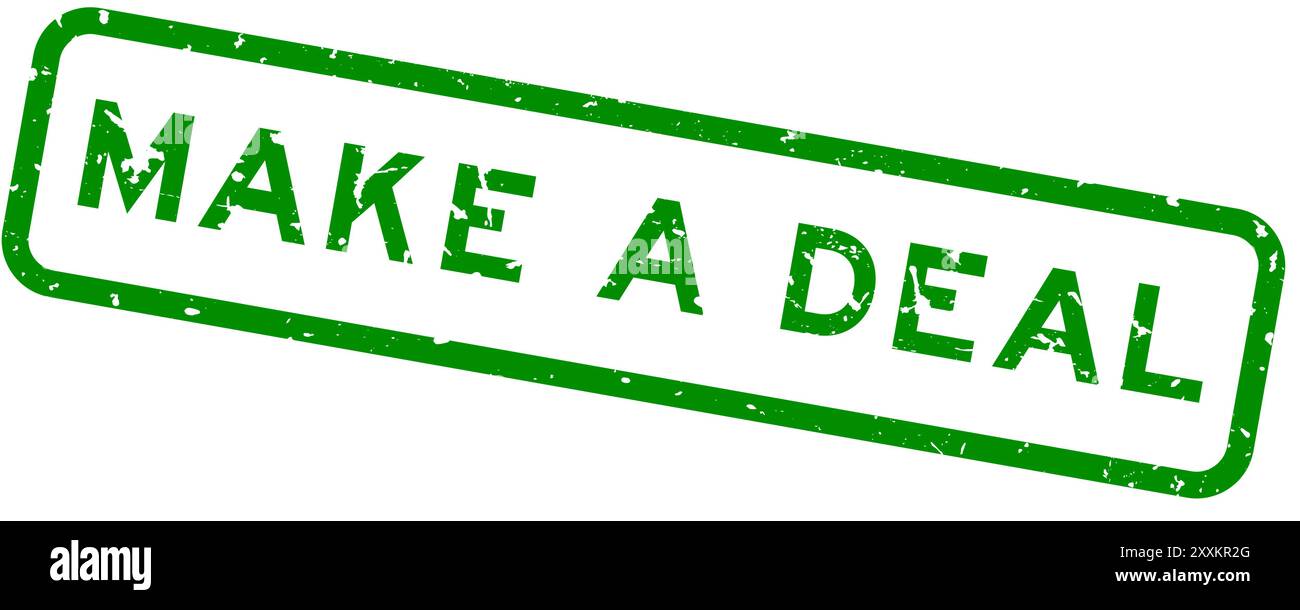 Grunge green make a deal word square rubber seal stamp on white ...