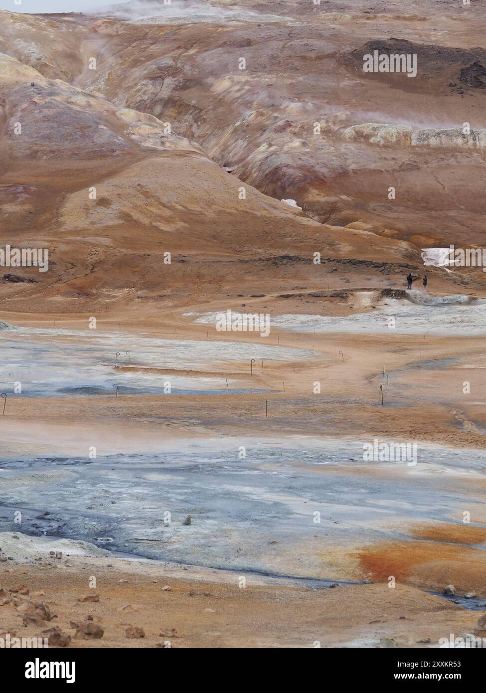 An expansive geothermal area featuring various colored terrains ...