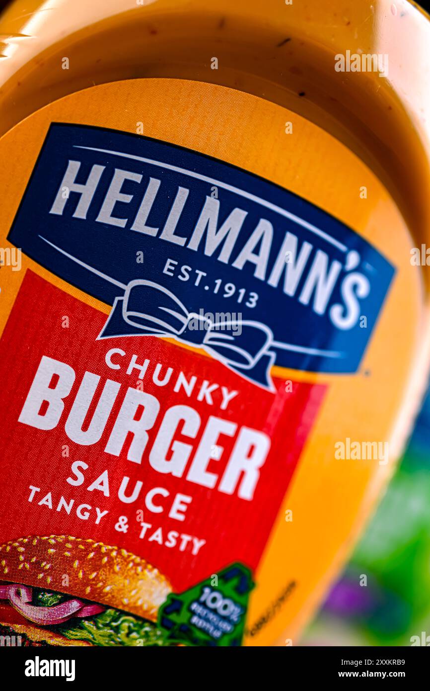 POZNAN, POL - AUG 7, 2024: Hellmann's products, American brand names ...