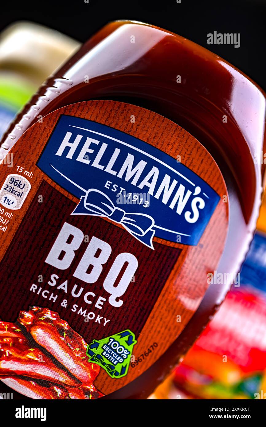 POZNAN, POL - AUG 7, 2024: Hellmann's products, American brand names ...