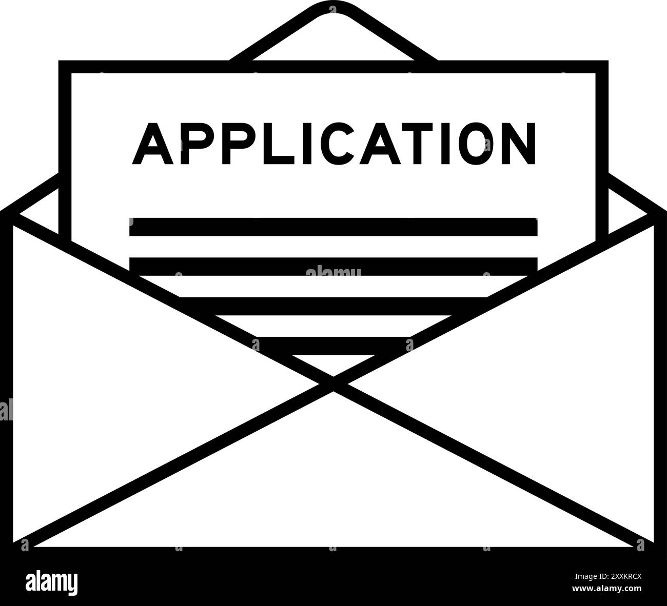 Envelope and letter sign with word application as the headline Stock ...
