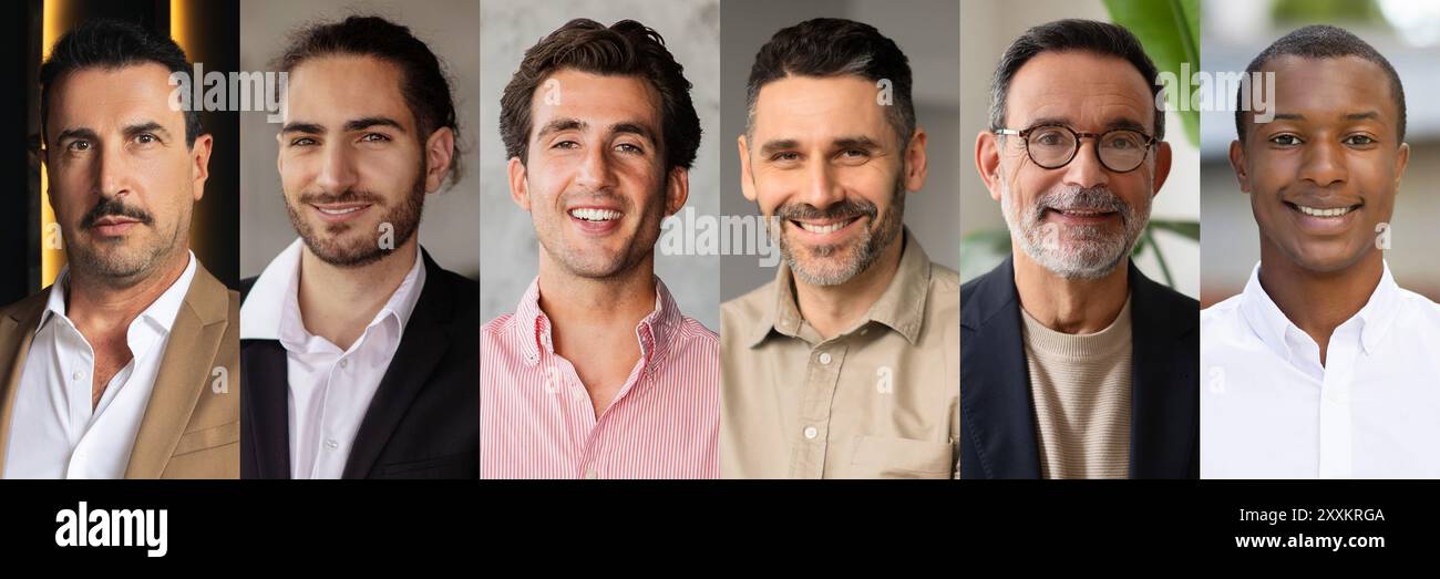 Diverse Group of Men Smiling and Posing Together Indoors Stock Photo ...