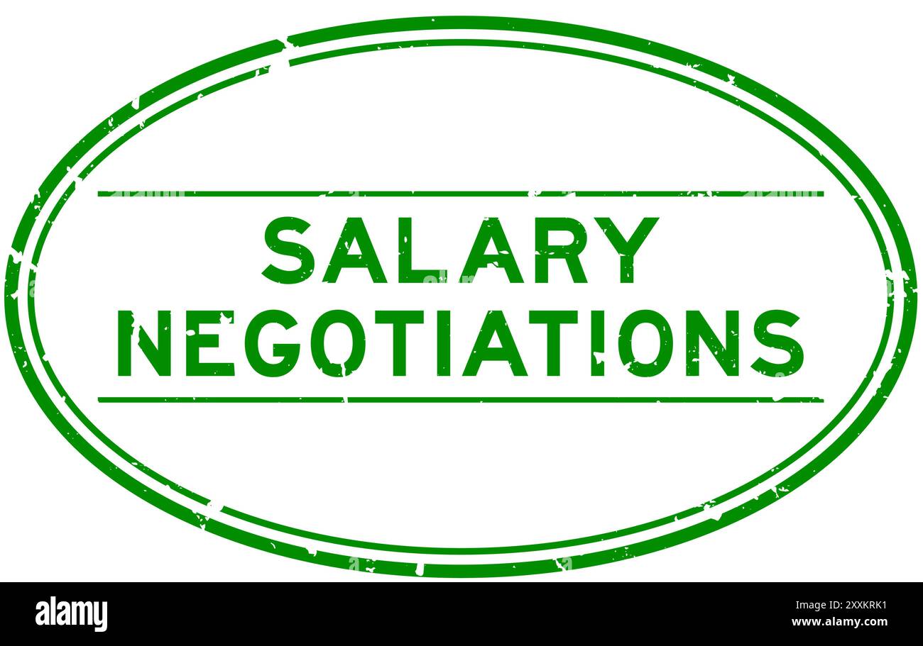 Grunge green salary negotiations word oval rubber seal stamp on white ...