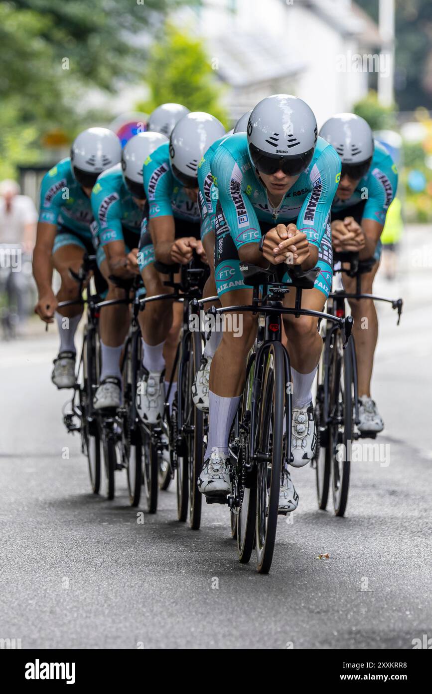 Holstebro, Denmark. 14th, August 2024. The riders from team VF Group ...