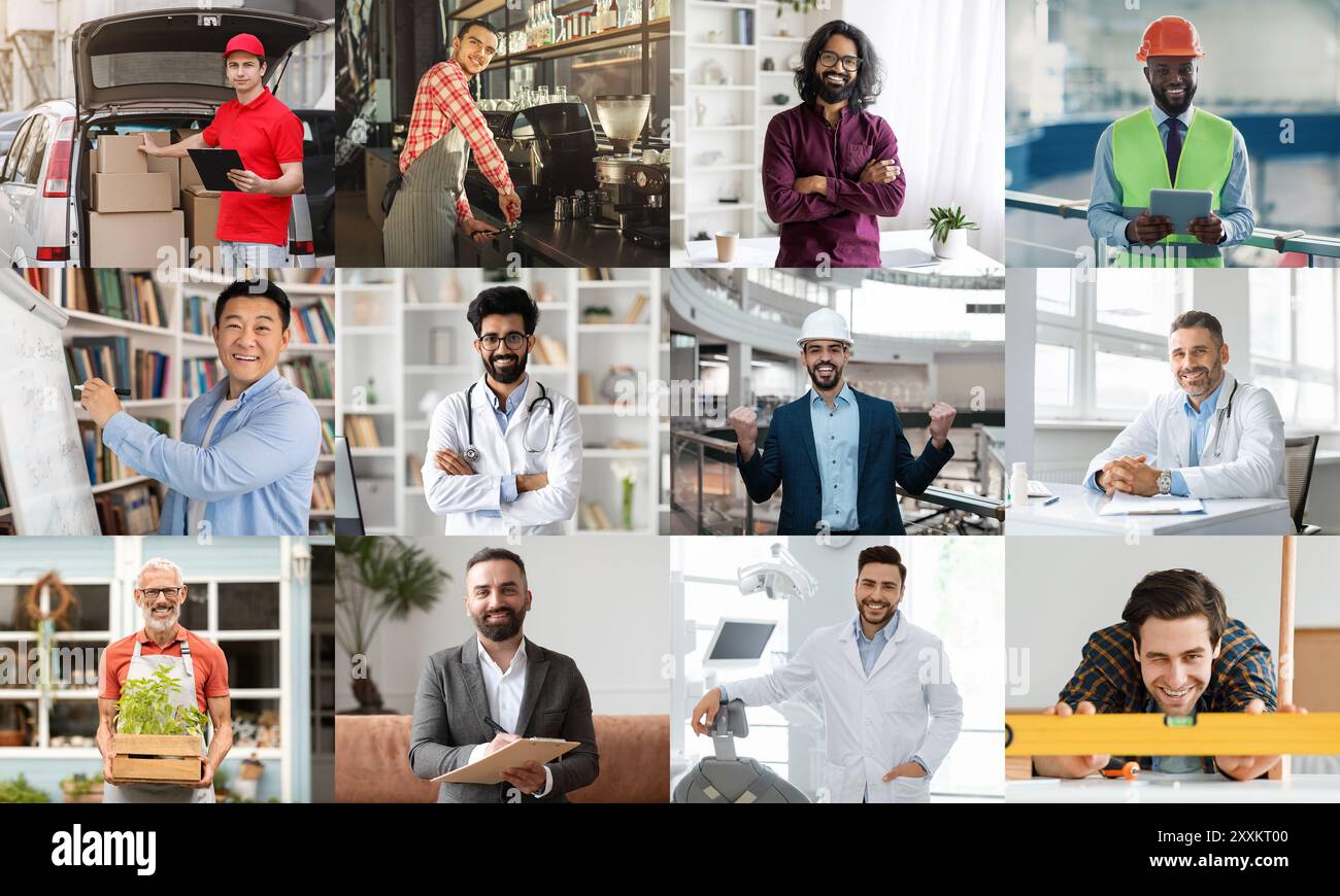 Diverse Group of Professionals in Various Work Settings Stock Photo - Alamy