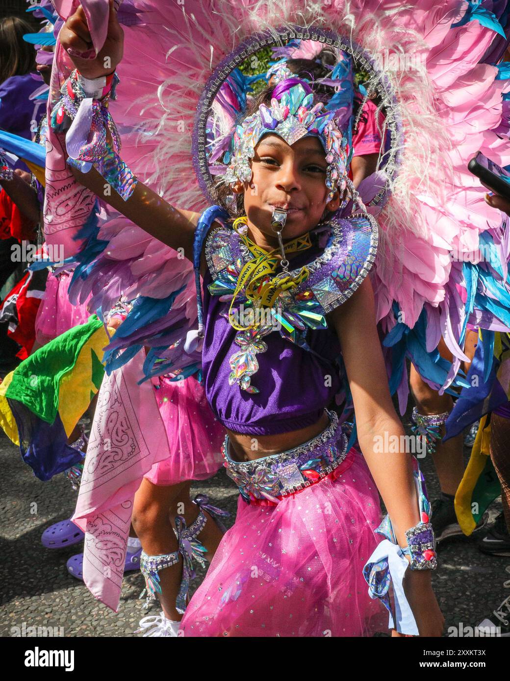 London,UK, 25th Aug 2024. Young participants with the 'Caribbean ...