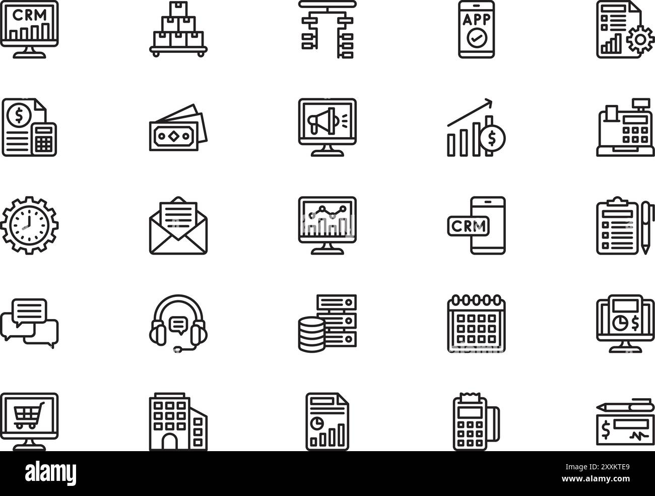 Enterprise resource planning erp icons collection is a vector ...