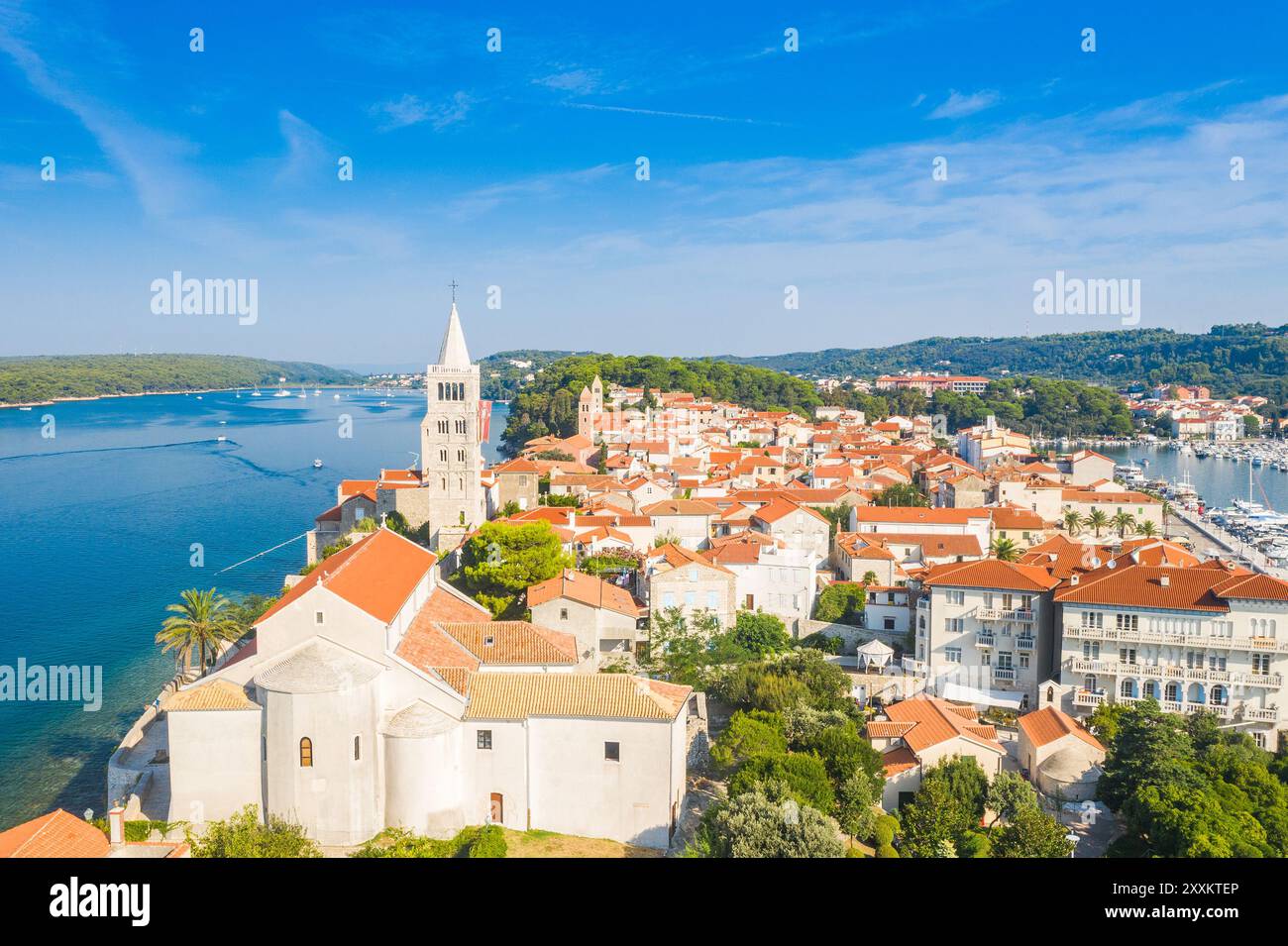 Aerial view of old town of Rab on the Island of Rab, Croatia Stock ...
