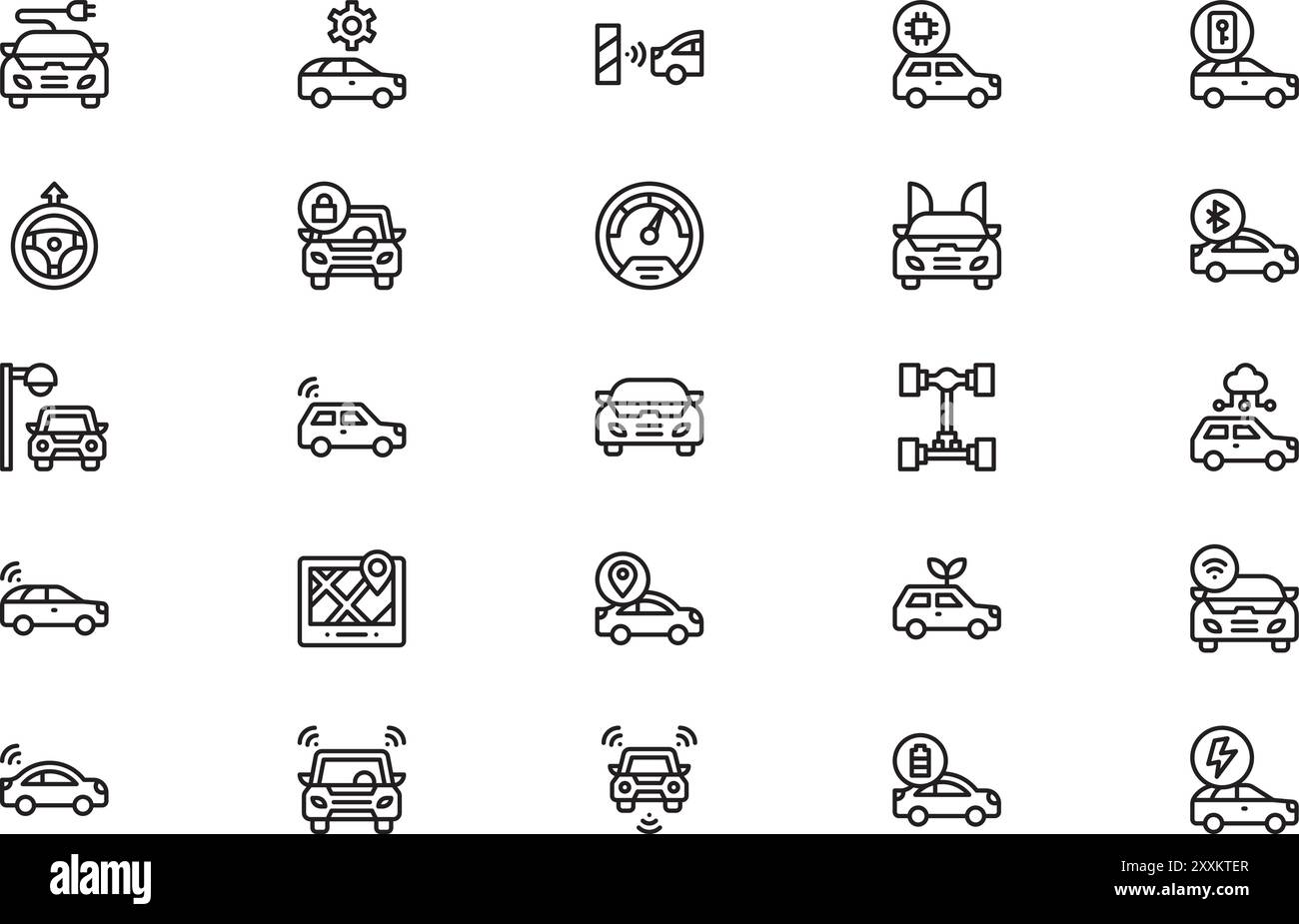 Smart car icons collection is a vector illustration with editable ...