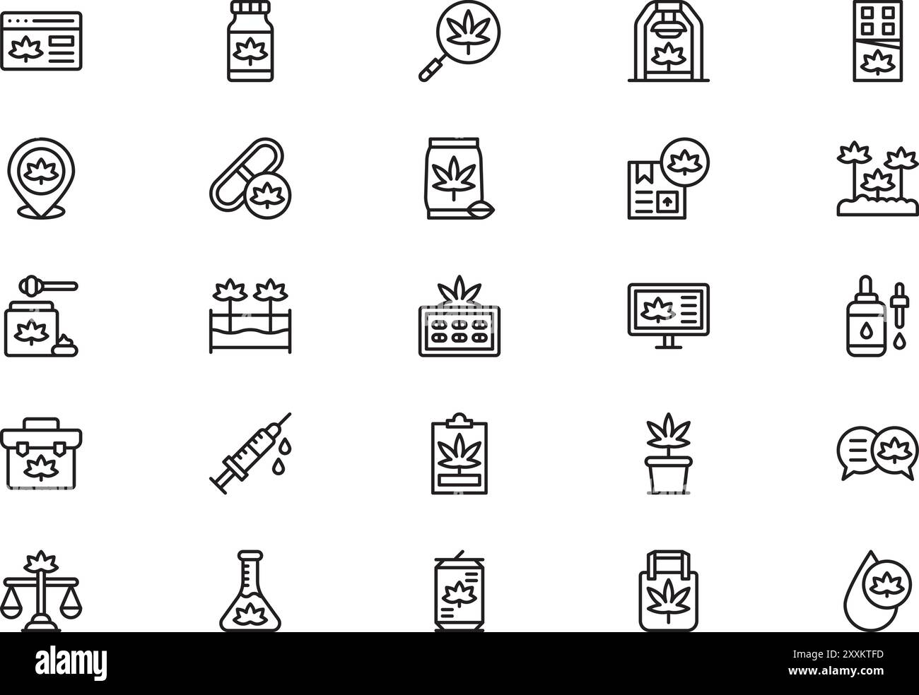 Cannabis icons collection is a vector illustration with editable stroke ...