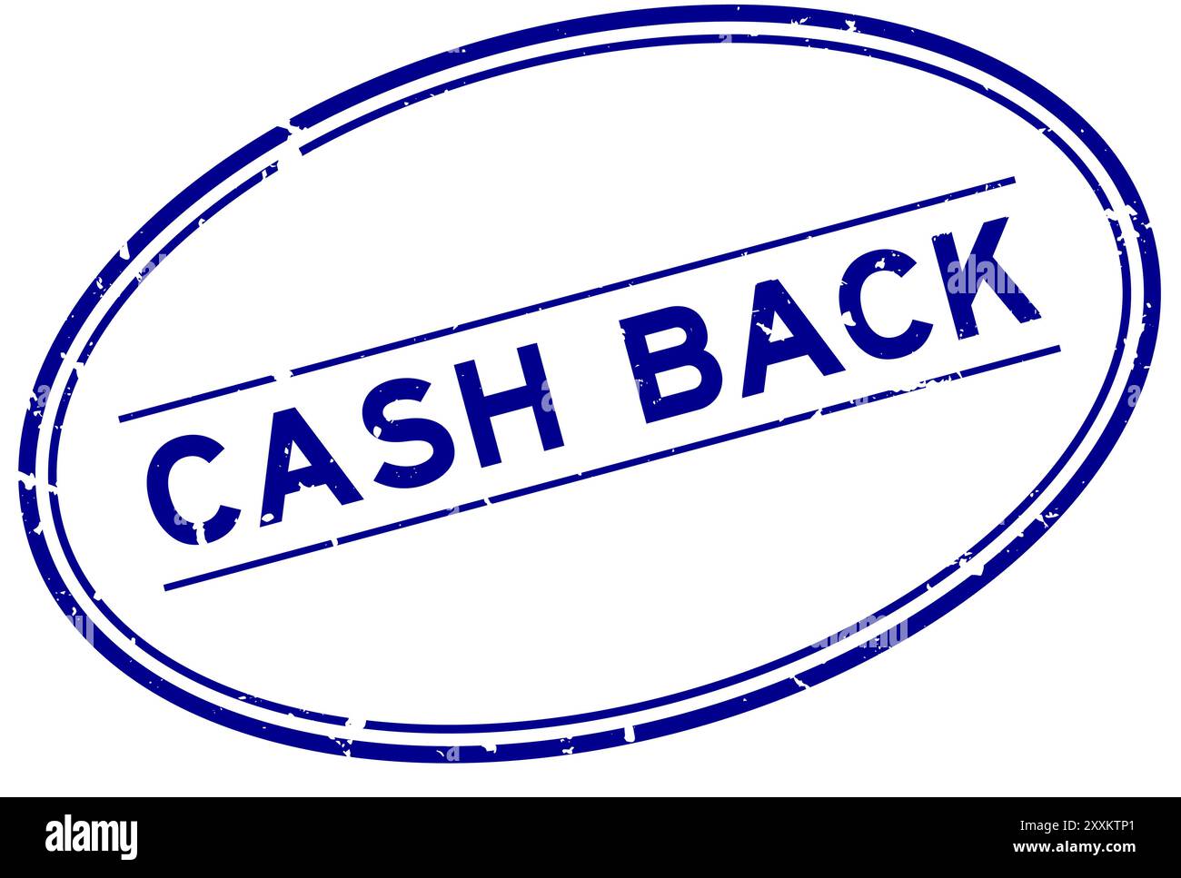 Grunge blue cash back word oval rubber seal stamp on white background ...