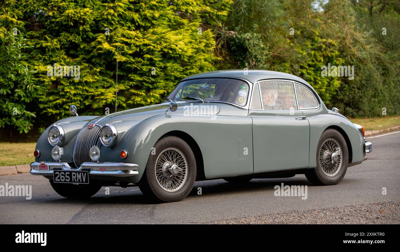 Whittlebury,Northants.,UK - Aug 25th 2024: 1958 grey Jaguar XK classic ...