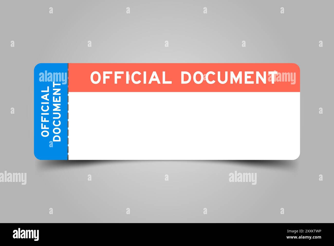 Blue and orange color ticket with word official document and white copy ...