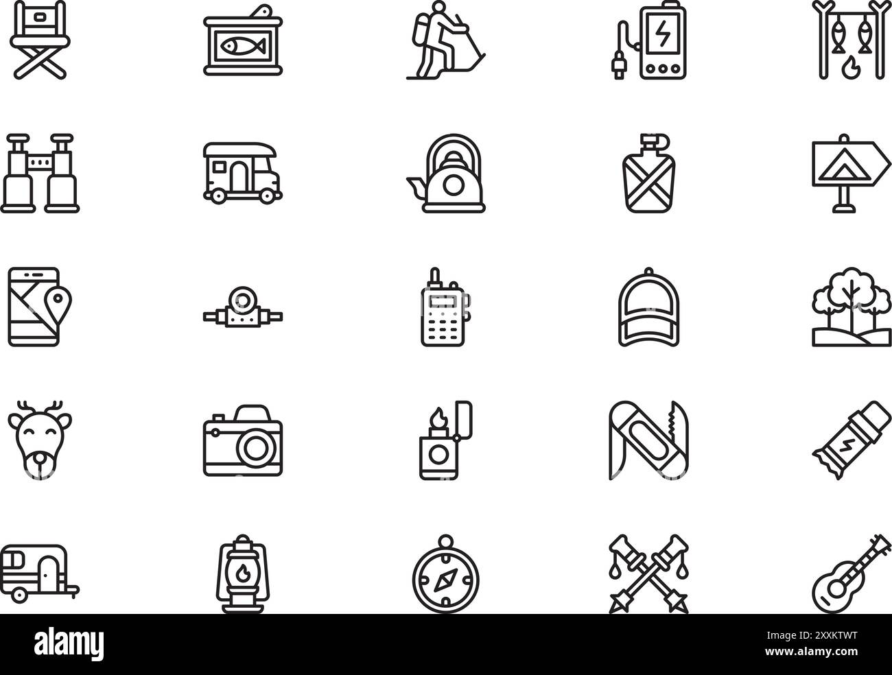 Trekking icons collection is a vector illustration with editable stroke ...