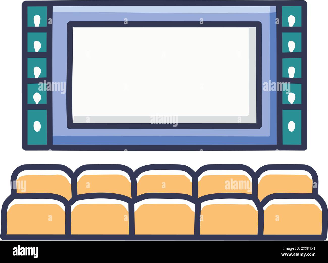 Movie theater icon illustration. Simple, cartoon-style illustration of ...