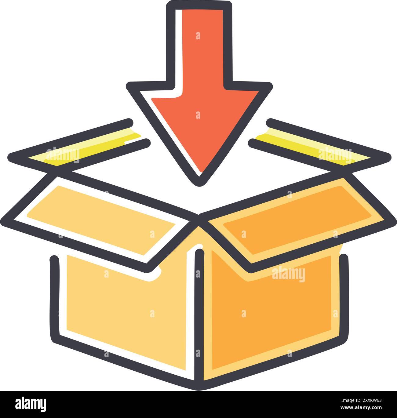 Incoming package delivery icon. Illustration featuring a container with ...