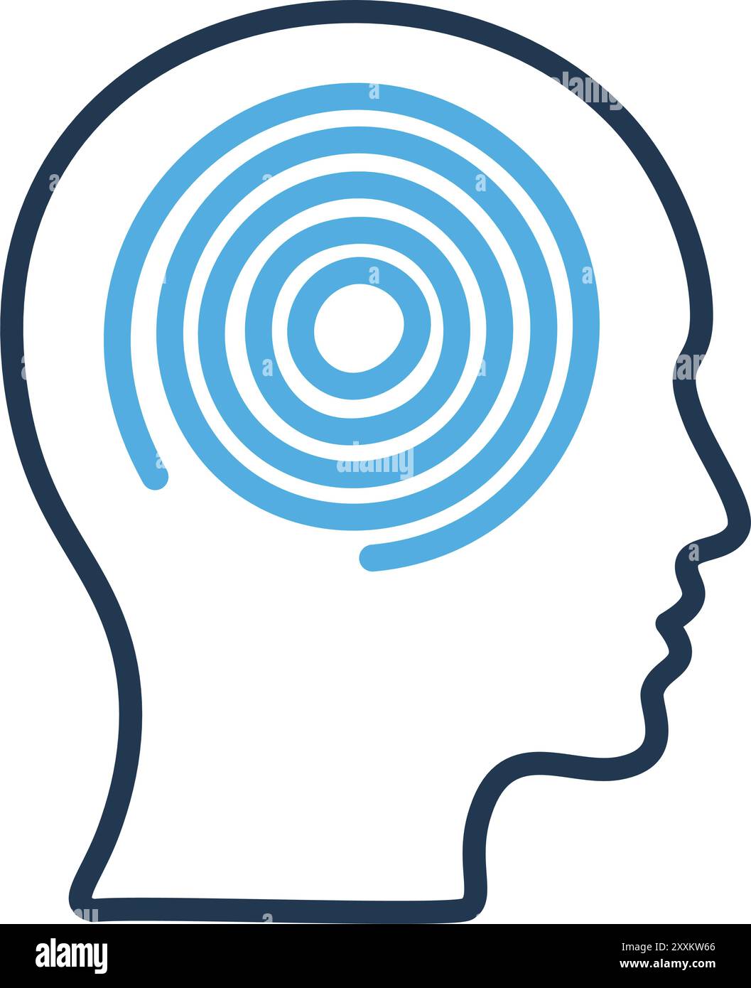 Mind focus icon. Abstract profile with concentric circles symbolizing ...