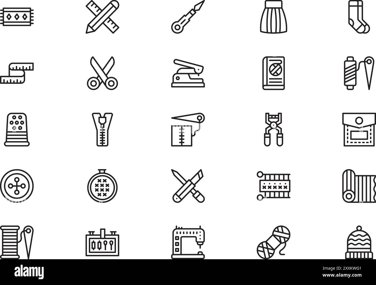 Needlework icons collection is a vector illustration with editable ...