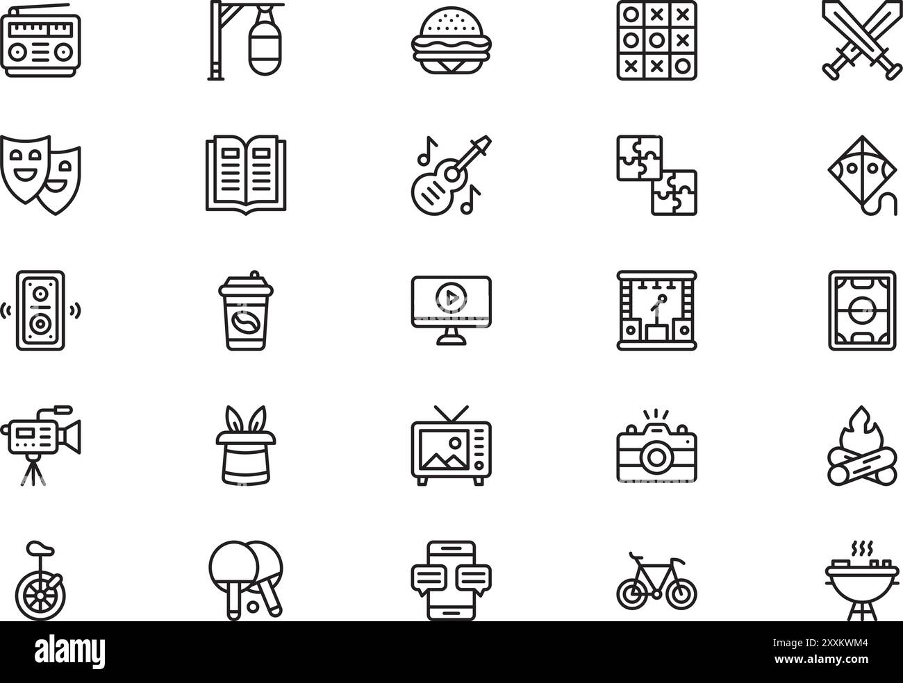 Entertainment icons collection is a vector illustration with editable ...